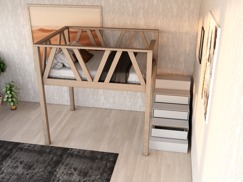 Queen Size Loft Bed with Storage Stairs DIY Plan – Doityourselfplanner