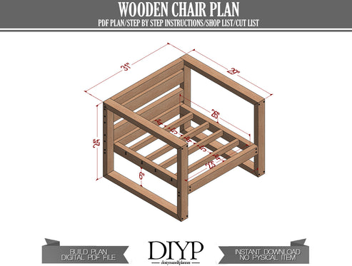 Wooden Chair plan, PDF chair plans, Woodworking plans for chair ...