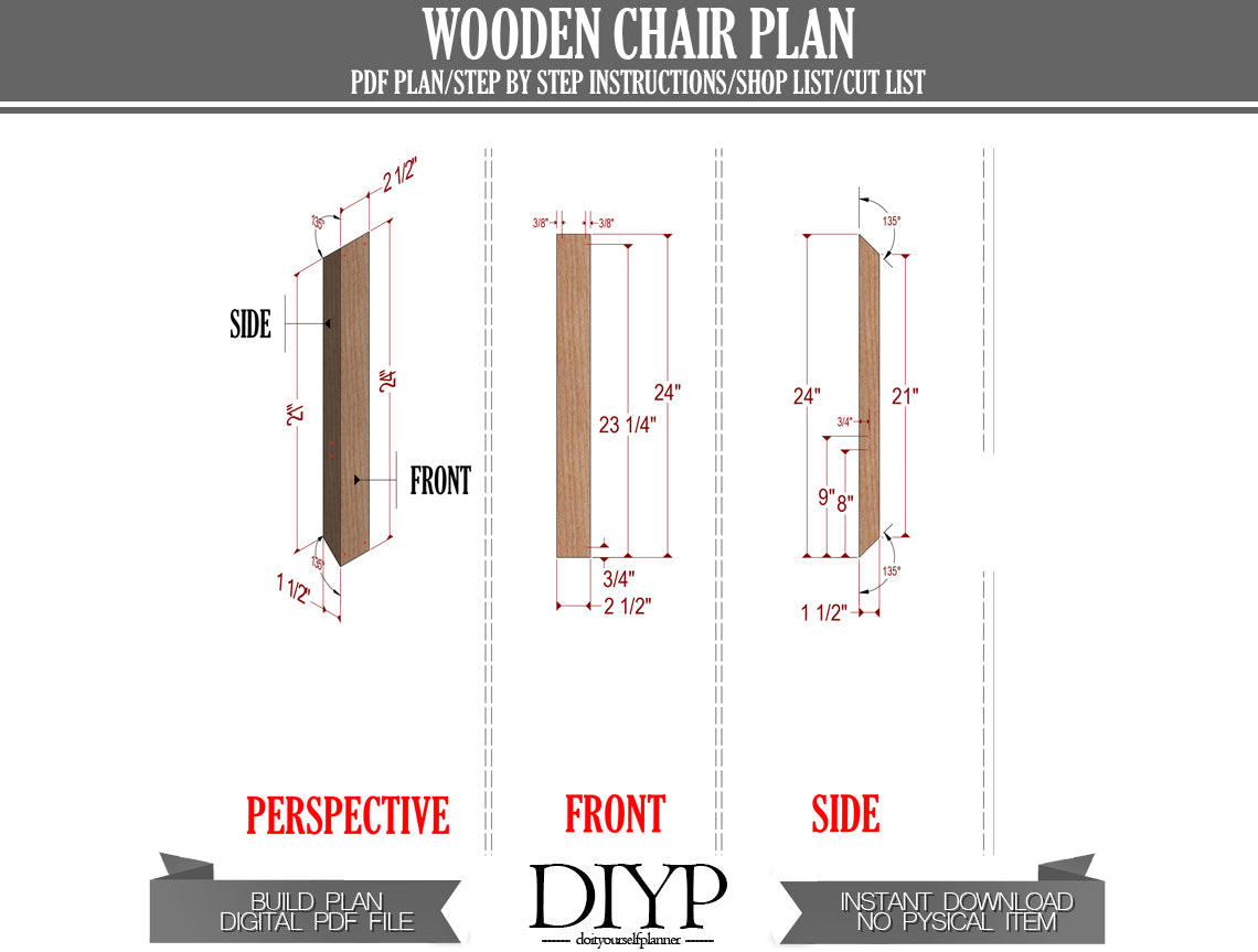 Wooden Chair plan, PDF chair plans, Woodworking plans for chair ...