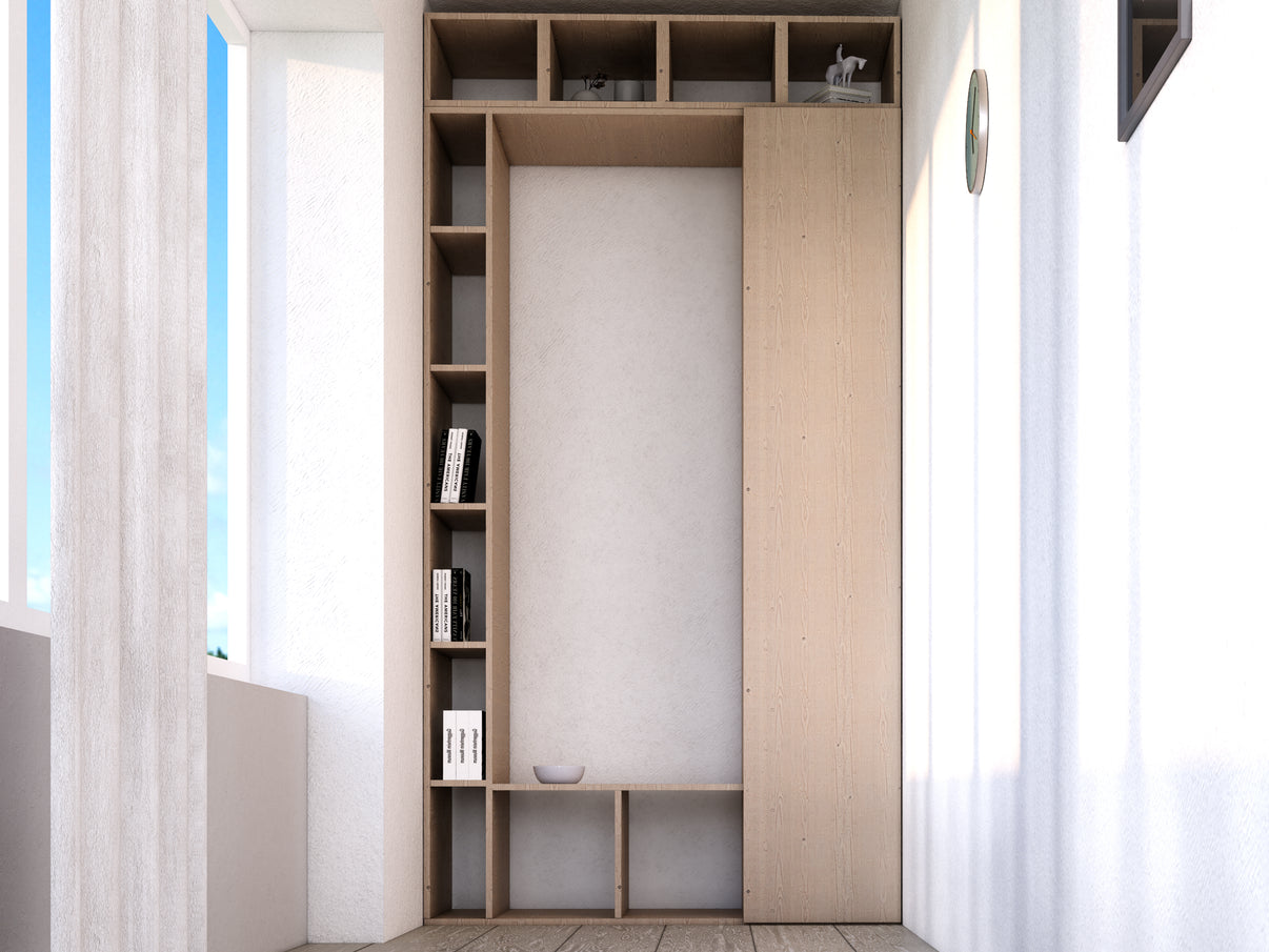 107x56 Inch DIY MDF Storage Unit with Shelves, Cabinet, and Bench ...