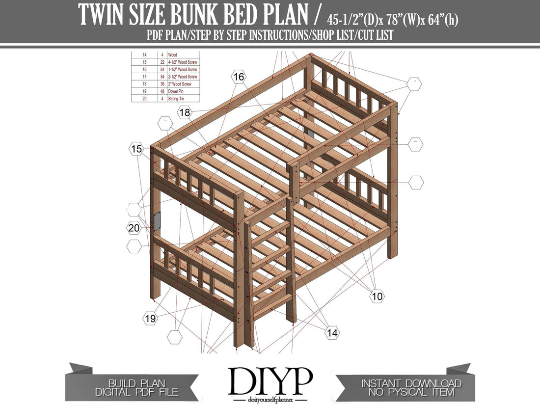 Easy and cheap bunk ben plans , build plans for wooden twin size bunk ...