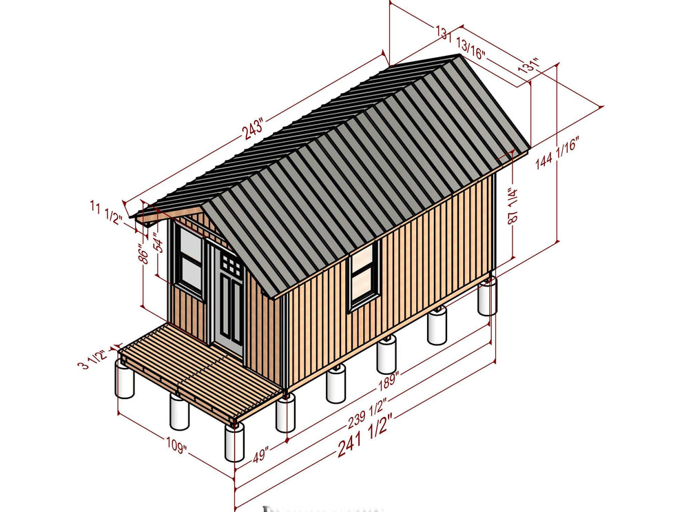 Small Cabin DIY build plans , 10'x20' Tiny House PDF plan ...