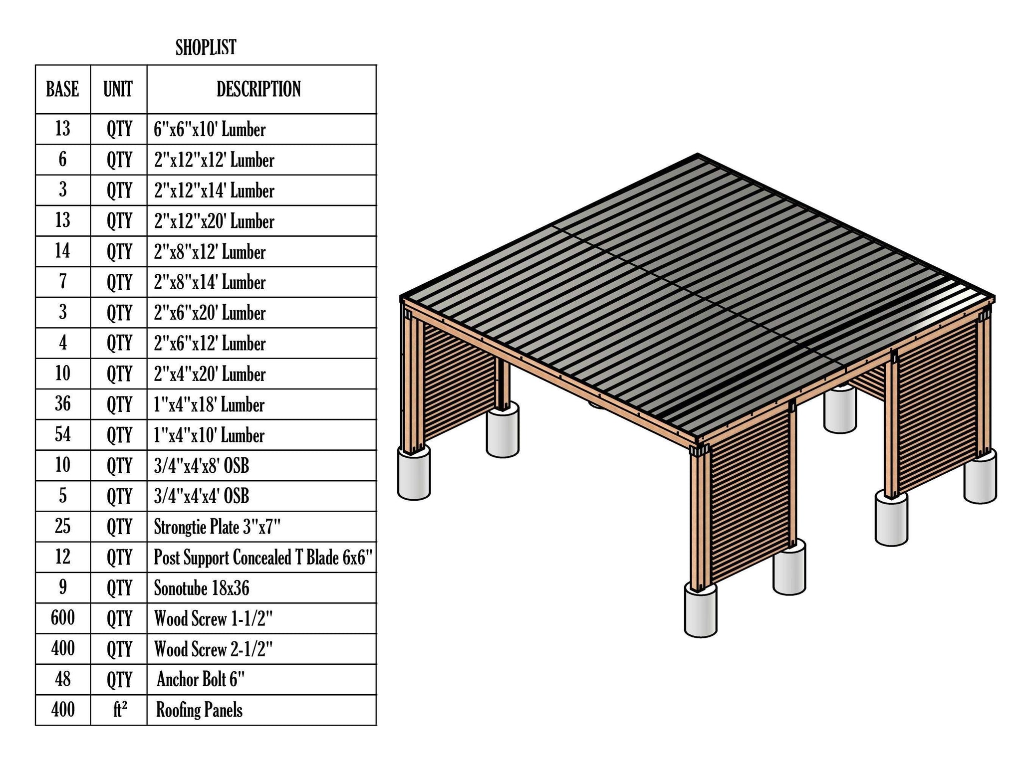 20x20 Modern Car Garage plan - Car Garage for two Car - Modern Pavilio ...