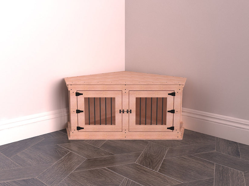 Corner Dog Crate plan - Corner dog kennel - Build own Easy and Cheap d ...