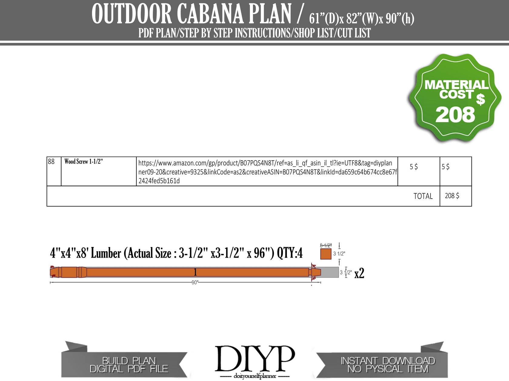 Do-It-Yourself Outdoor Cabana Plan – Digital Woodworking Plan ...